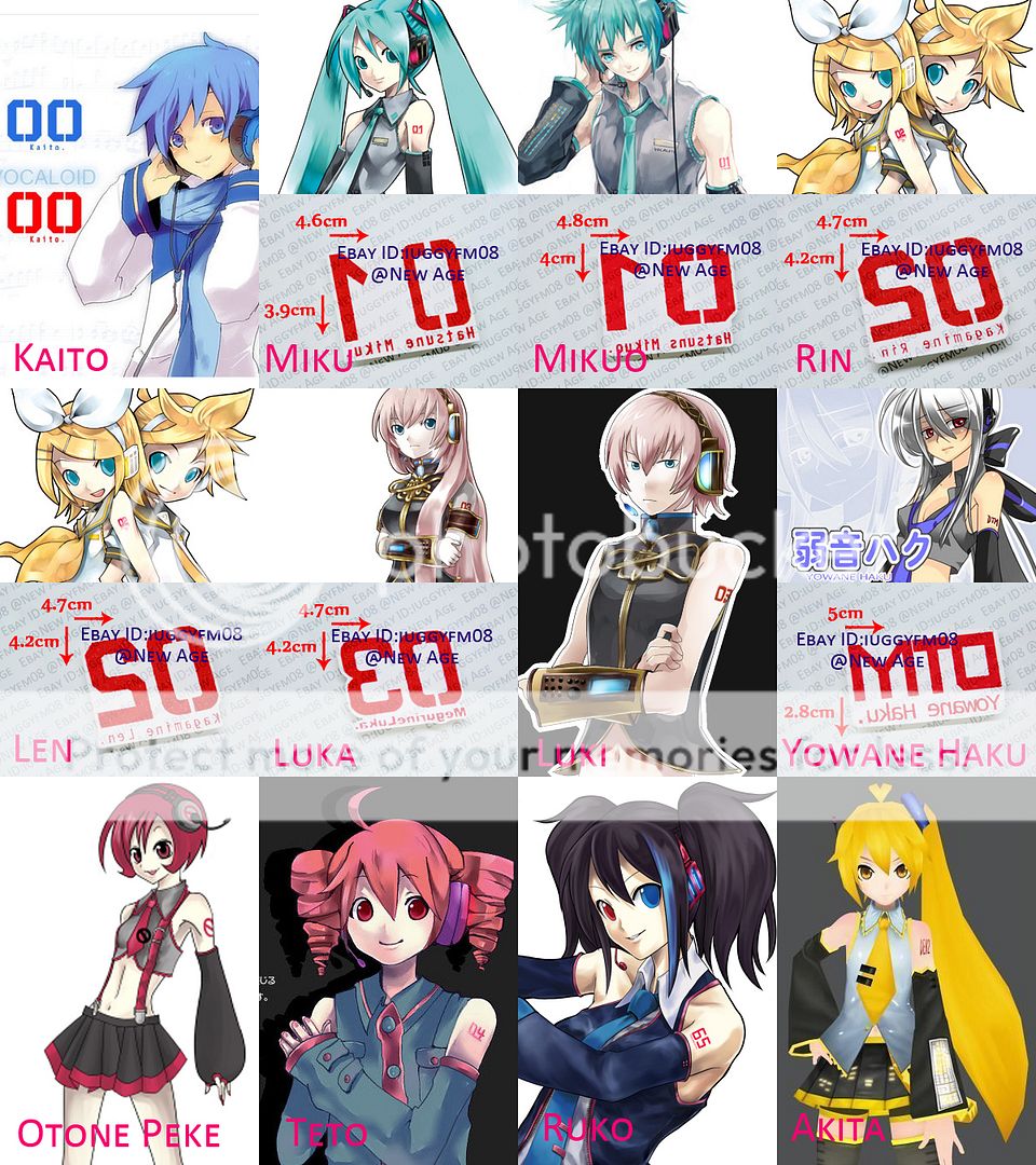 Vocaloid Format Kaito Miku Mikuo Rin Len Luka Luki Akita Cosplay Tattoo ...